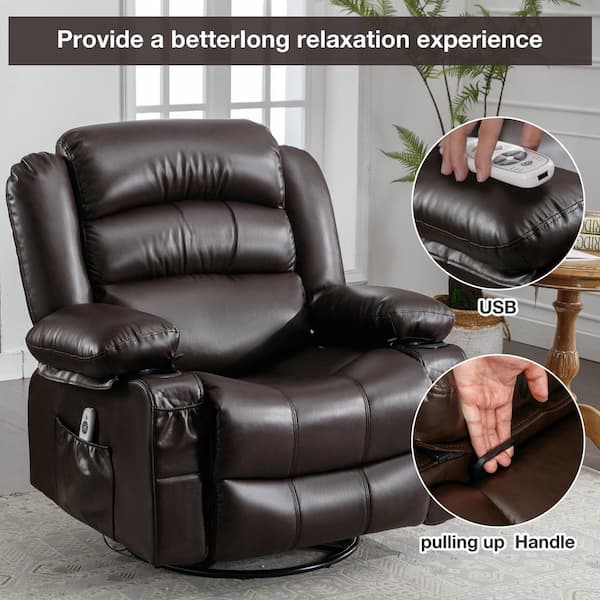 Swivel rocker recliner with massage and heat store