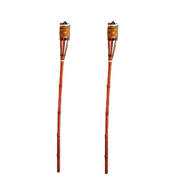 Wellco 36 in.Orange Bamboo Torches Includes Oil Canisters with Bamboo ...