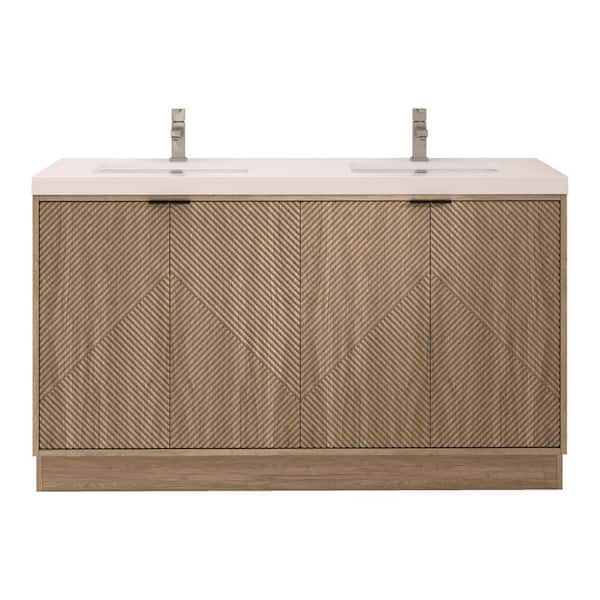 BV Better Vanity Mason 59 in. W x 20 in. D x 35 in. H Double Sink White ...