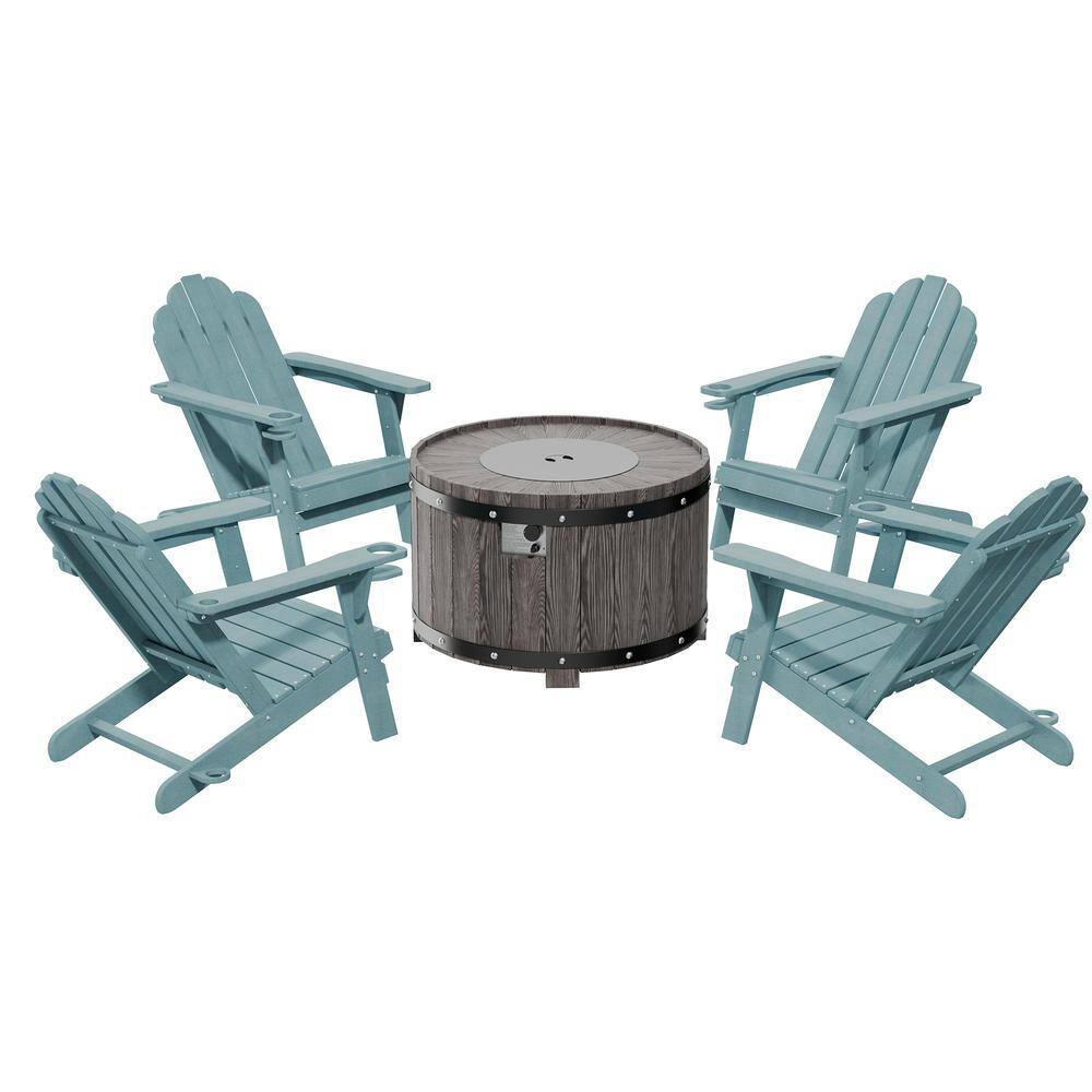 Boyel Living 36 in. Round Gas Metal Fire Pit with 5 Back Panel Fixed ...