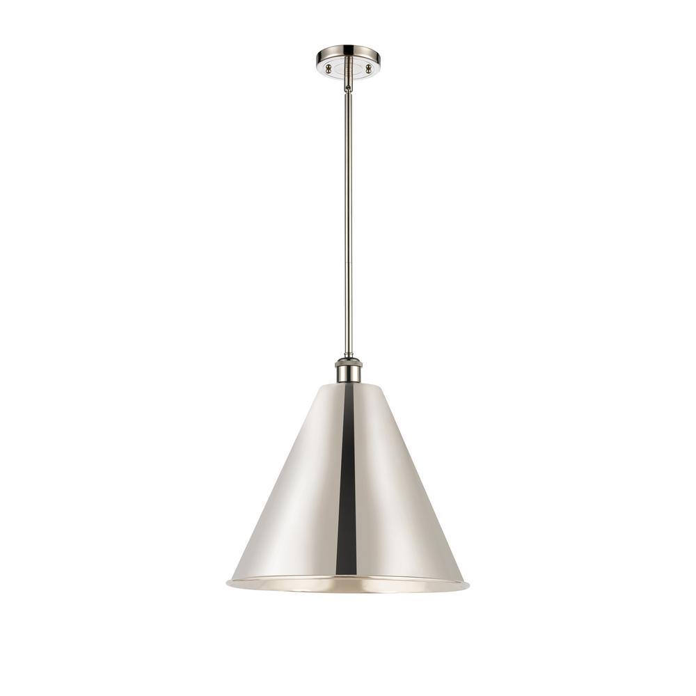 Innovations Ballston Cone 60-Watt 1-Light Polished Nickel Shaded Mini Pendant Light with Metal ...