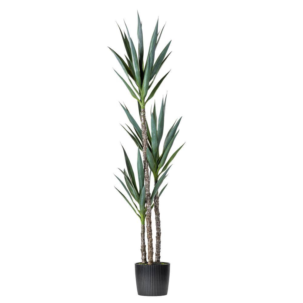 60 in. Green Artificial Yucca Tree in Planters Pot FE192650 - The Home ...