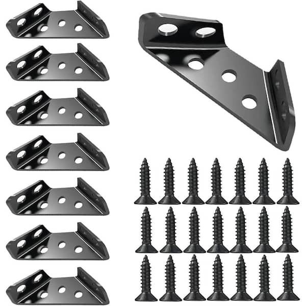 KIWDZFU Stainless Steel Furniture Corner Connector Shelf Brackets Black ...