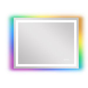 WELLFOR 48 in. W x 36 in. H RGB Rectangular Frameless Anti-Fog Wall ...