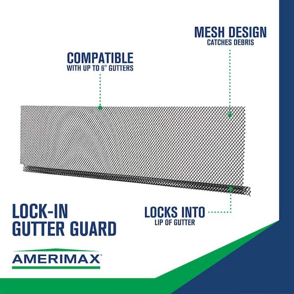 Amerimax Home Products Lock-In 3 ft. Black Metal Mesh Gutter Guard ...