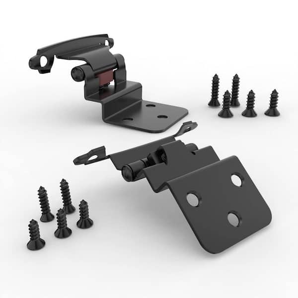 Wudkey Matte Black 3/8 in. Inset Cabinet Hinges with Self Closing Flush ...