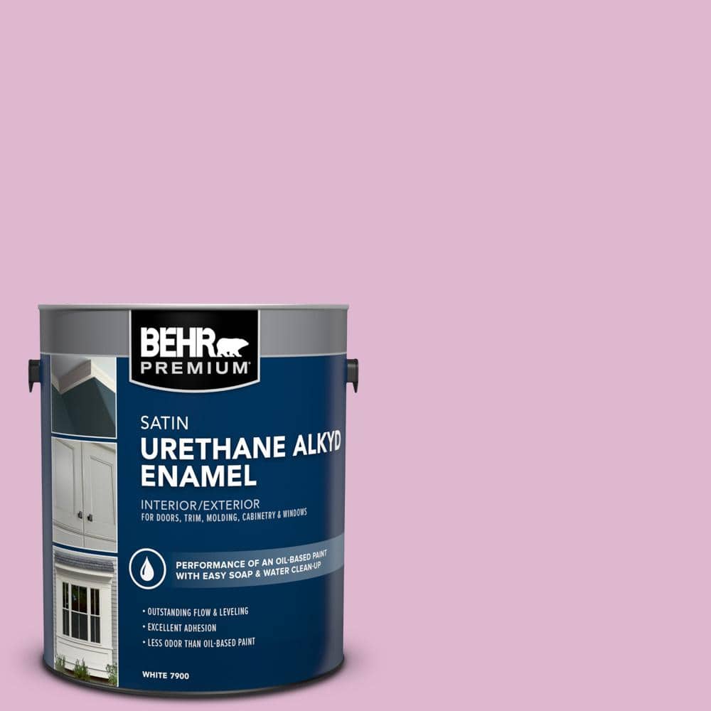 BEHR PREMIUM 1 gal. #M120-3 Pink Wink Urethane Alkyd Satin Enamel ...