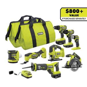 RYOBI ONE+ 18V Cordless 6-Tool Combo Kit with (2) Batteries, Charger ...