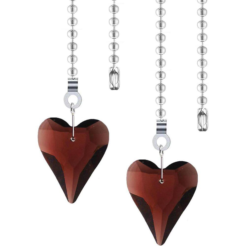 phyfalip Crystal Heart Ceiling Fan Pull Chains 12in Wine Red with ...