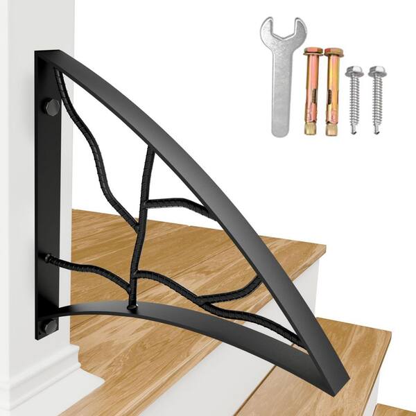 NVNOO 20.5 in. Metal Hand Rails for Outdoor Steps, Wall Mount Stair ...