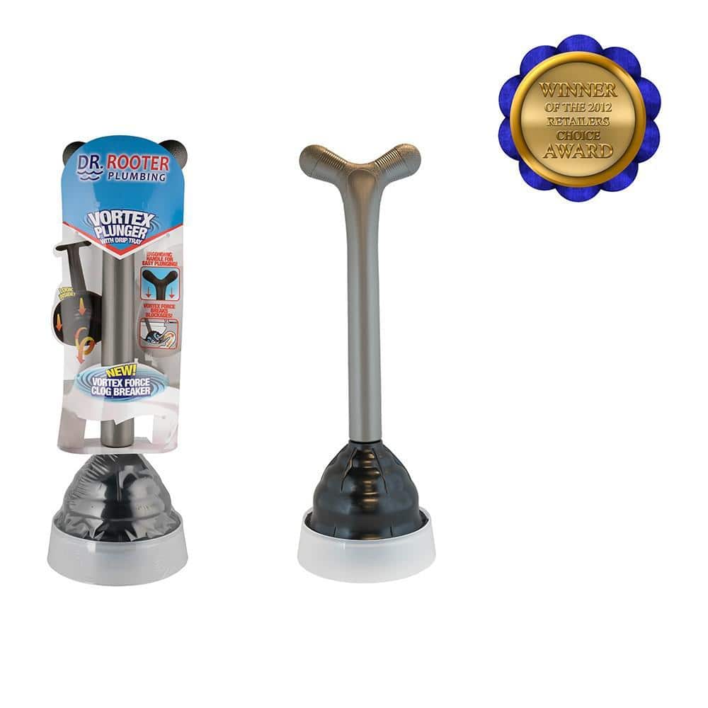 Dr Rooter Vortex Professional Grade Plunger with Drip Tray and Splash ...