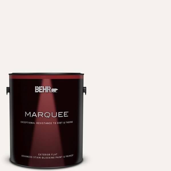 BEHR MARQUEE 1 gal. #PR-W14 Bit of Sugar Flat Exterior Paint & Primer ...
