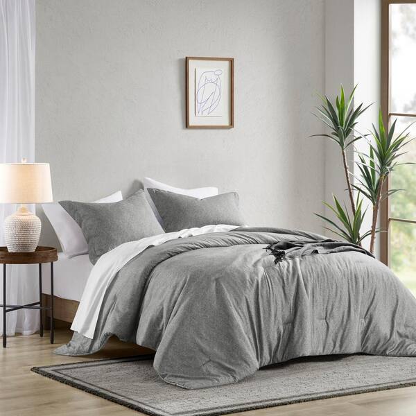 510 Design Camden 3-Piece Grey Microfiber Full/Queen Chambray Print ...