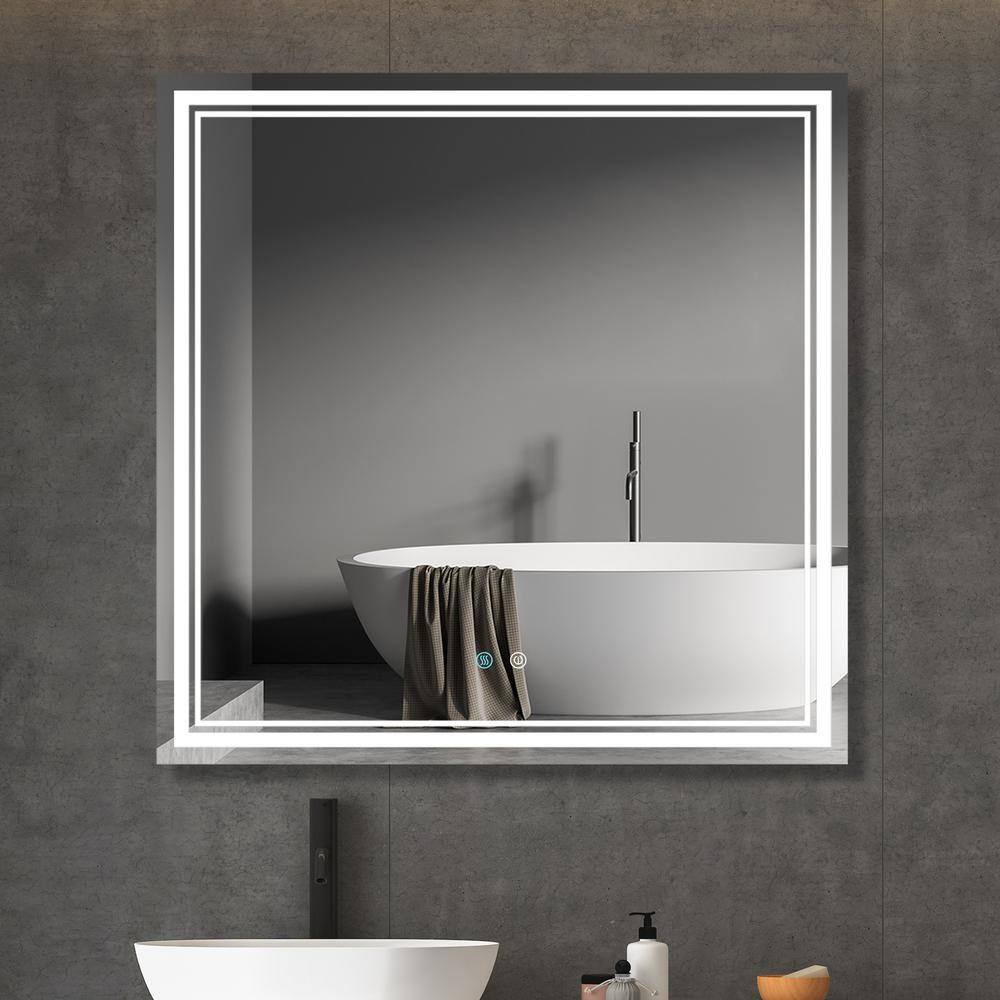 Zeafive 36 in. W x 36 in. H Large Sq. Frameless Smart Defogger Wall ...