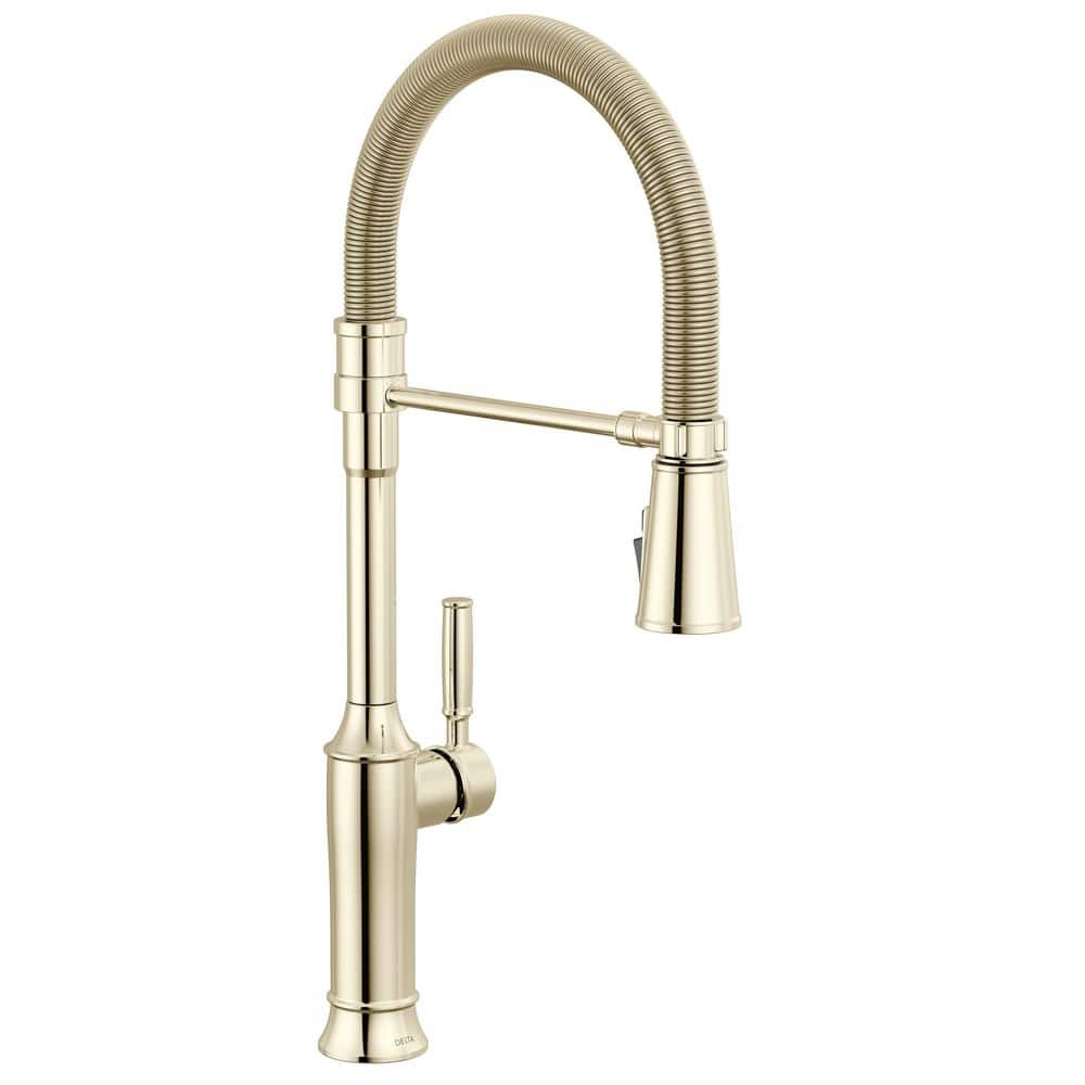 Delta Renaldi Spring Spout Lumicoat Polished Nickel 22.63 in. H Pull ...