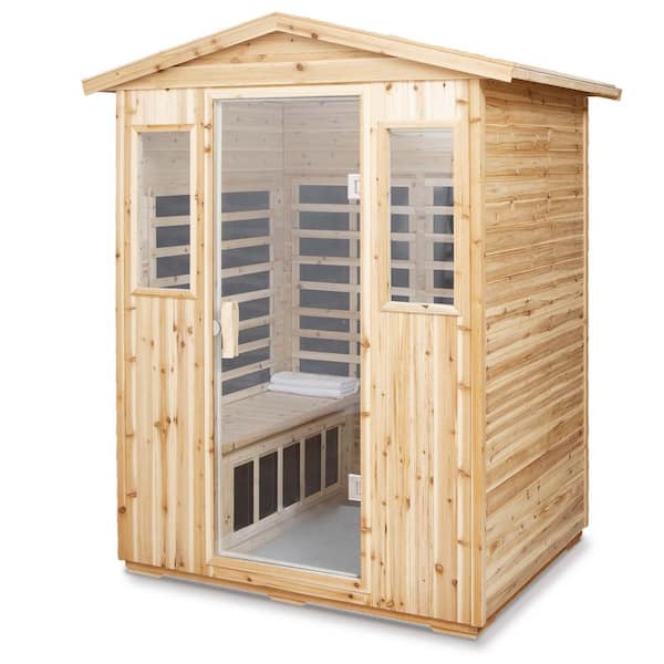LIVACA Old Fir 4-Person Far Infrared Sauna with 8 Heating Panels, LCD ...
