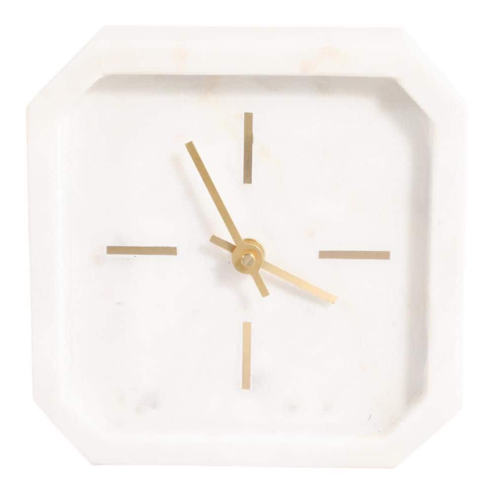 Liv & Skye White Marble 6.25 in. H Octagon Table Clock 21234-03 - The ...