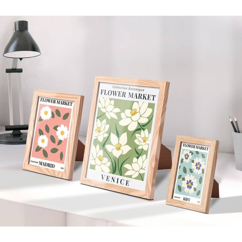 10-Pack Photo Frame Set, Wall/Tabletop Display, 8x10 5x7 4x6, Natural ...
