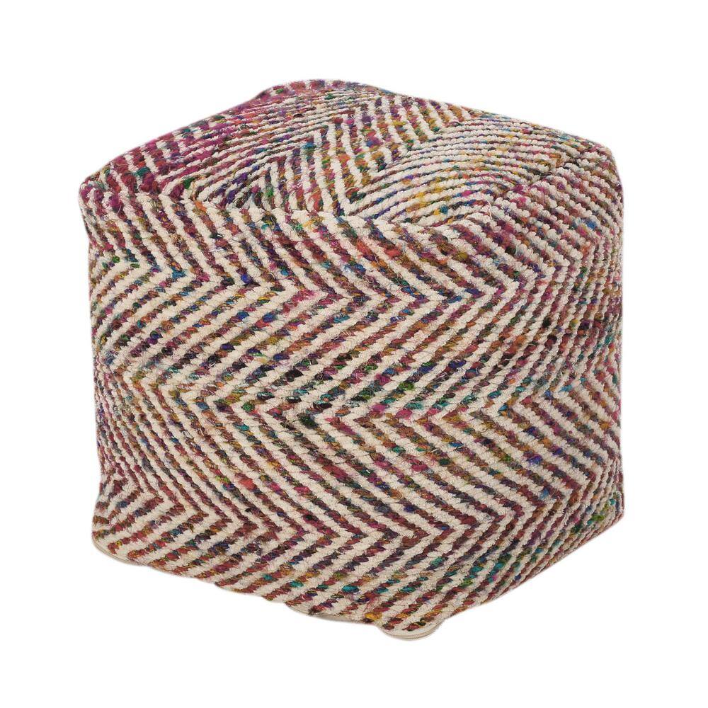 Noble House Calera Multi-Colored Handmade Cube Pouf 94248 - The Home Depot