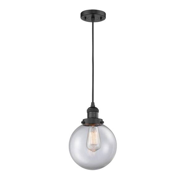 Innovations Beacon 100-Watt 1 Light Matte Black Shaded Mini Pendant ...