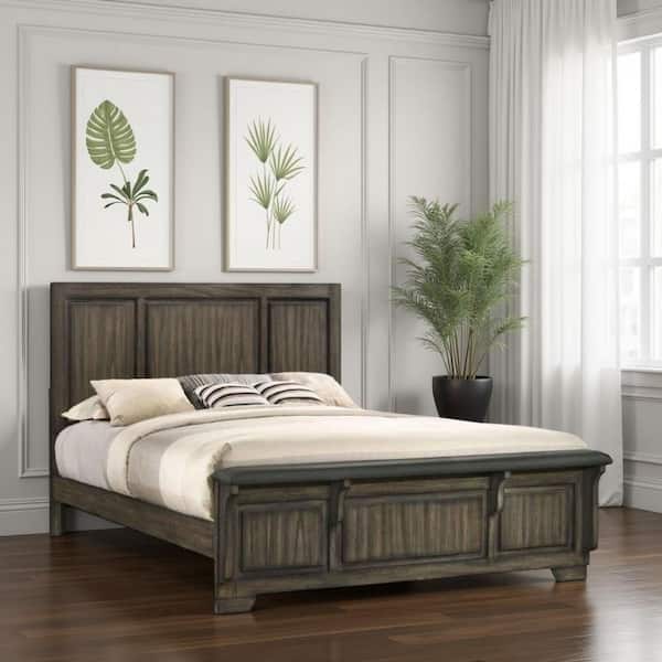 Benjara Ashen Brown Wood Frame Twin Size Panel Bed with Transitional ...