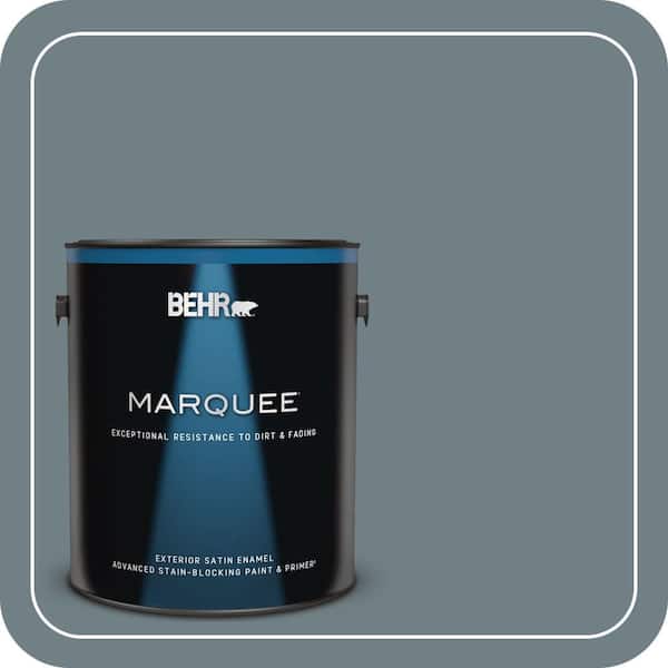 BEHR MARQUEE 1 gal. #BXC-48 Courtyard Blue Satin Enamel Exterior Paint ...