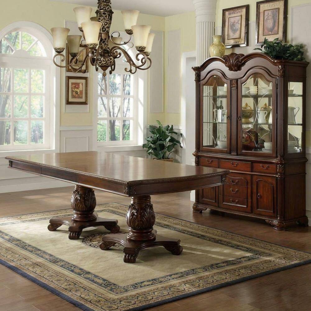 William's Home Furnishing Kurdapio Dark Cherry Wood Double Pedestal ...