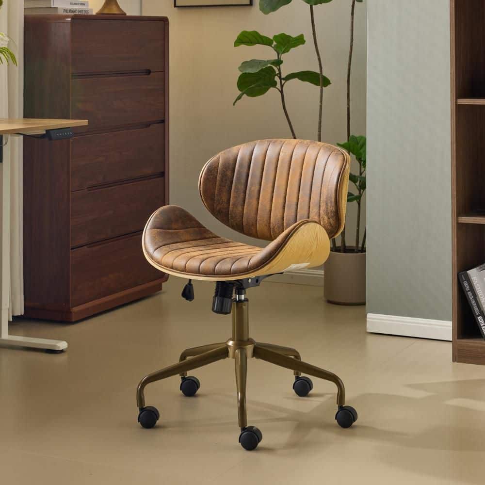 Karl home PU Faux Leather Fabric Curved Adjustable Height With Antique ...