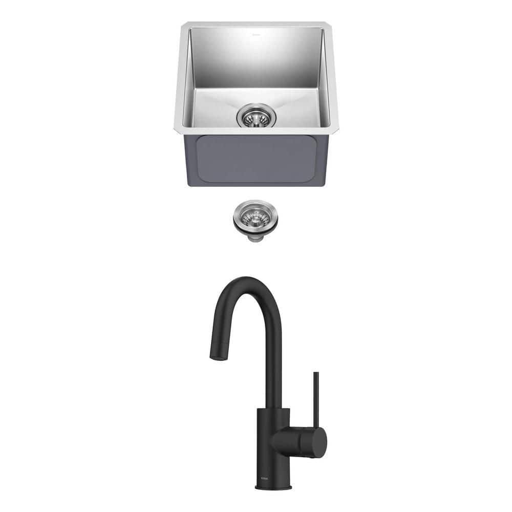 KRAUS Standart PRO 16 Gauge Stainless Steel 17 in. Undermount Bar Sink ...
