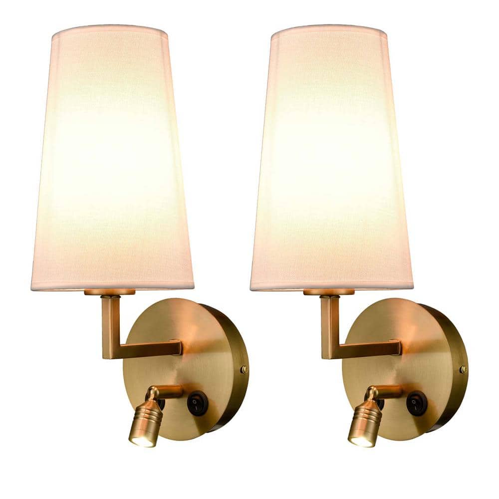 CLAXY 5.5 in. 1-Light Brass, White Modern Wall Sconce with Standard ...