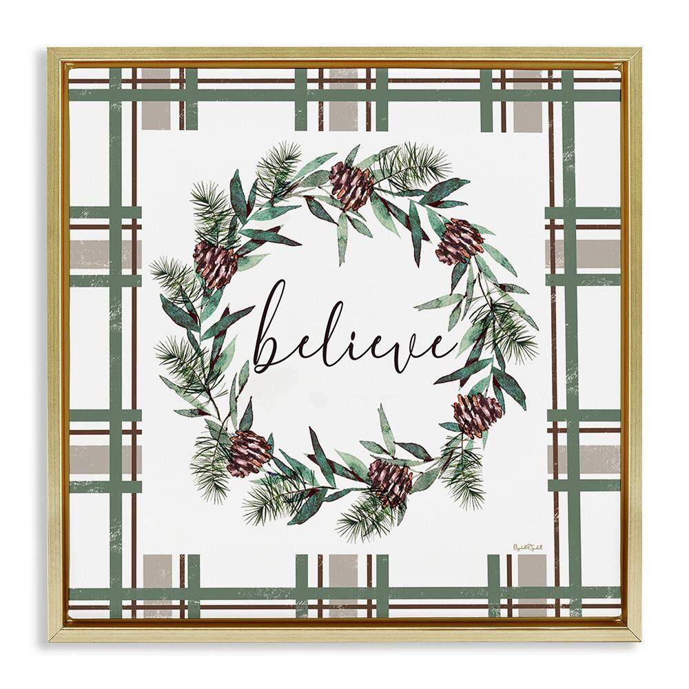 Stupell Industries Believe Wreath on Green Plaid by Elizabeth Tyndall 1 ...