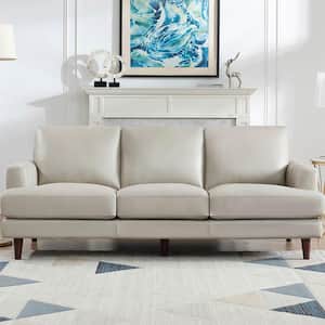 Hydeline Lara 79 in. Flared Arm Top Grain Leather Rectangle 3-Seater ...