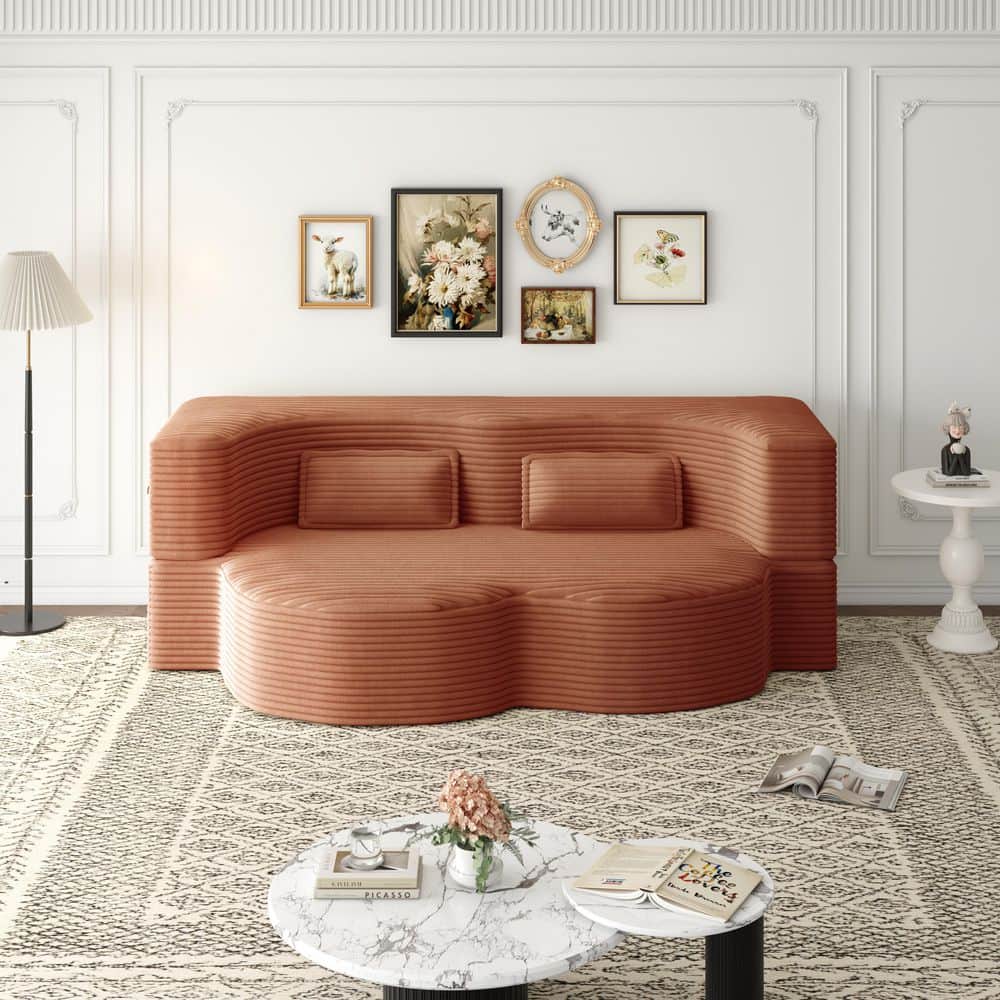 Boyel Living 78 in Wide Straight Arm Corduroy Modern Rectangle ...