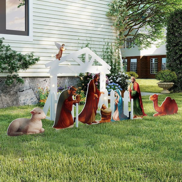 Exterior Nativity Scenes Christmas Nativity Scene With LED Star