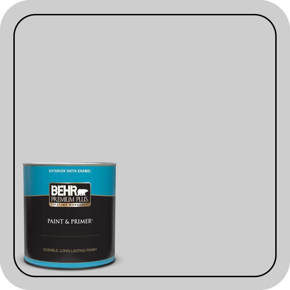 BEHR PREMIUM PLUS 1 qt. #770E-2 Silver Screen color Satin Enamel ...