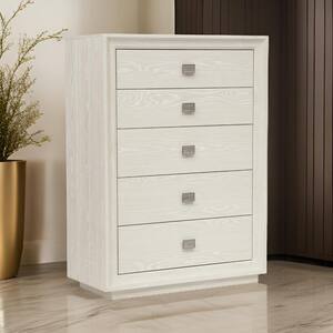 Benjara Beige and Pewter 5-Drawers 40 in. Chest of Drawers Dresser ...