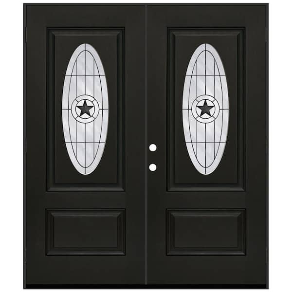 Steves & Sons Regency 72 in. x 80 in. 3/4L Oval Alamo Glass RHIS Onyx ...