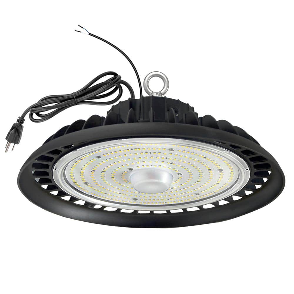 WYZM 12 in. 600-Watt Equivalent Integrated LED Dimmable Black High Bay ...