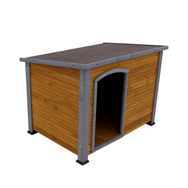 Tunearary Large Wooden Dog House in Brown for Outdoor -Indoor Winter ...