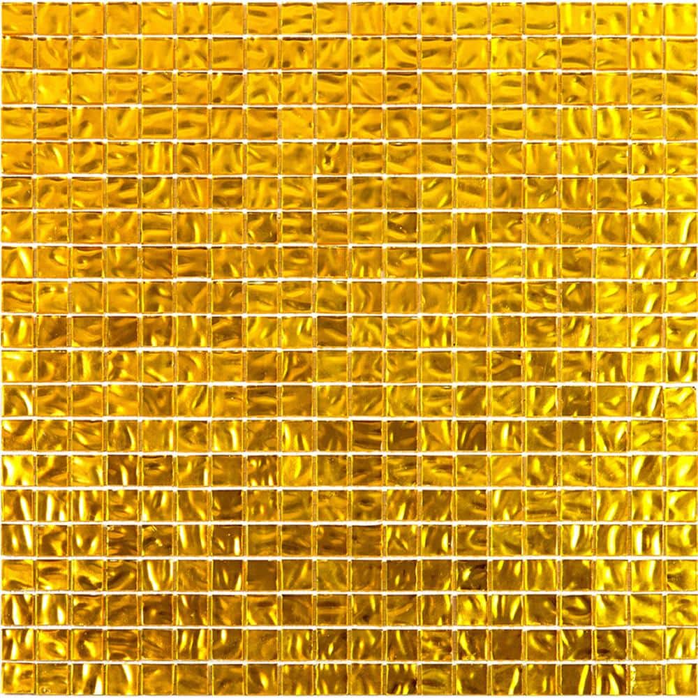 Apollo Tile Altin 4 in. x 6 in. Glossy Gold Glass Mosaic Uniform Square ...
