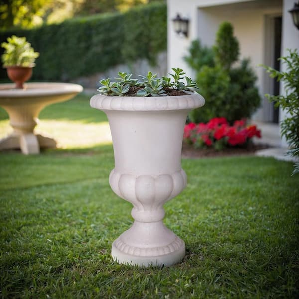 White Fiberglass Urn Planters Design Toscano Urn 25.5 In W X 31 In H