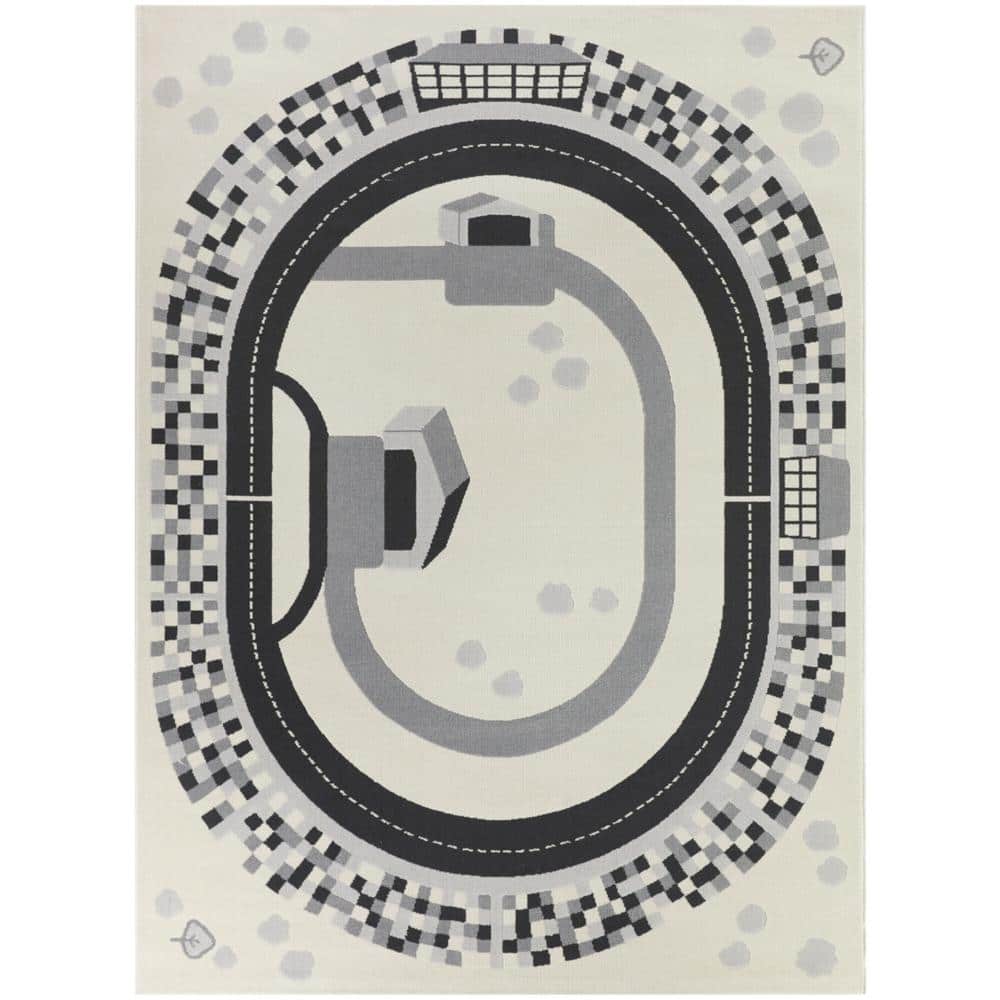 BALTA Race Car Black 5 ft. x 7 ft. Raceway Area Rug 3100228 - The Home ...