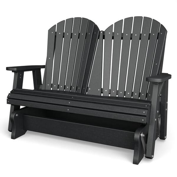 WILDRIDGE Heritage 2-Person Black Plastic Outdoor Double Glider LCC-104 ...