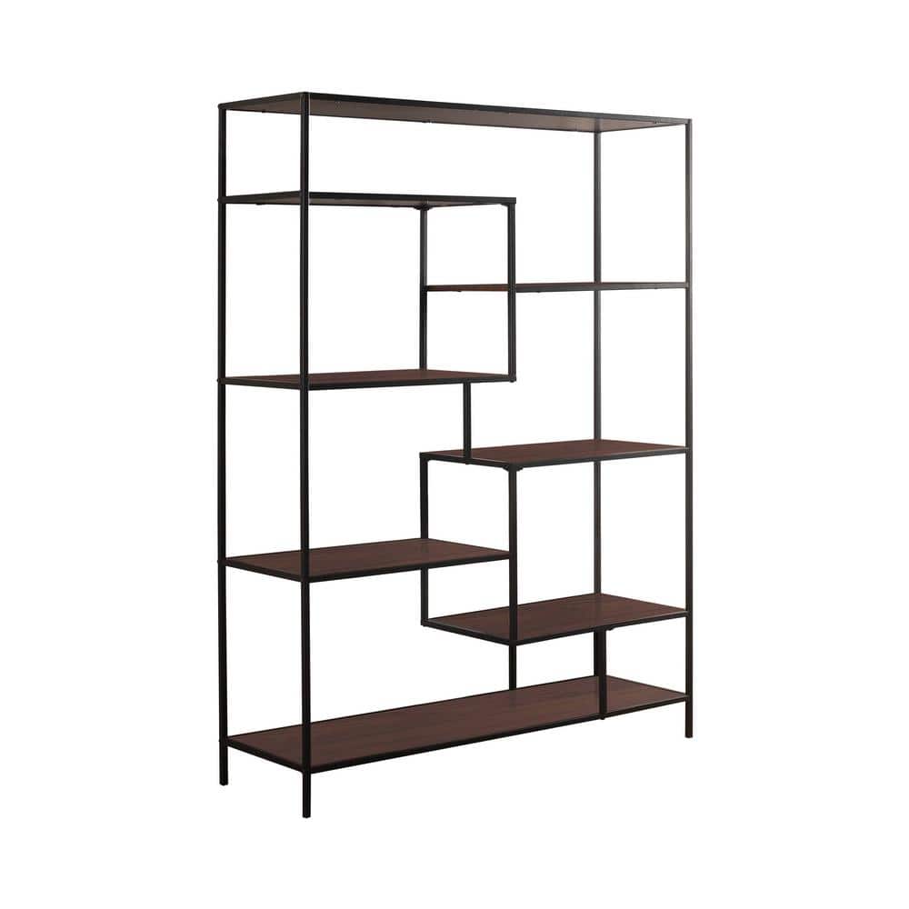 Coaster 65in Walnut and Black 7-Shelf Bookcase 801135 - The Home Depot