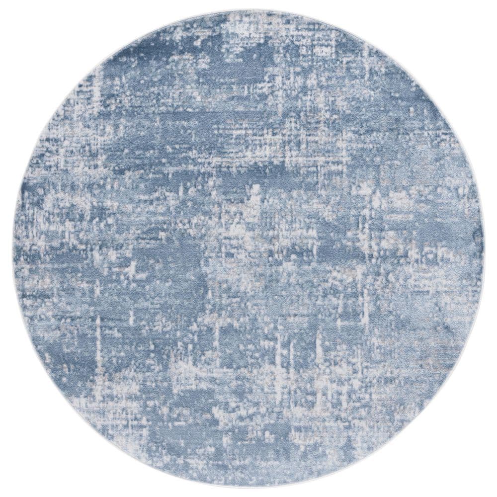 SAFAVIEH Amelia 7 ft. x 7 ft. Ivory/Steel Blue Abstract Distressed ...
