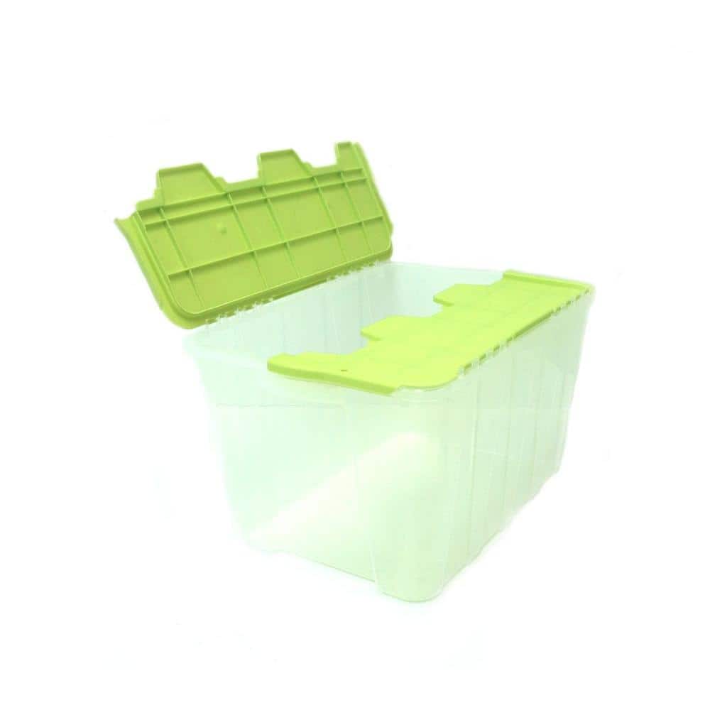 GSC Technologies 49 l Clear Flip-Top Storage Bin in Key Lime Green ...