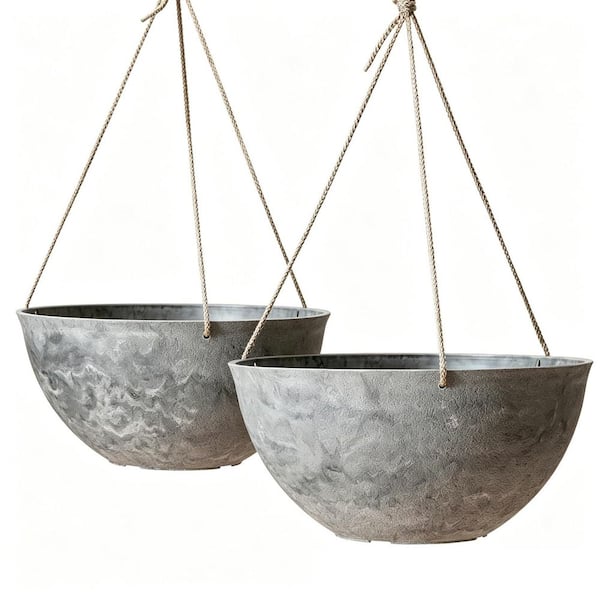 Hcman 2-Pack 13 in. Plastic Hanging Baskets, Large Hanging Planters for ...