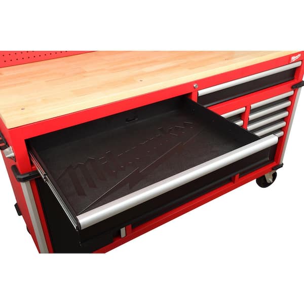 Milwaukee High-Capacity 61 in. W x 22 in. D 11-Drawer Mobile Workbench ...