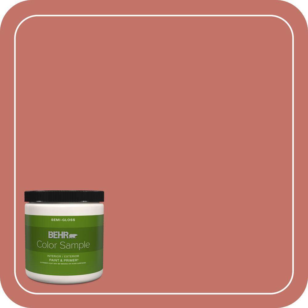 BEHR PREMIUM PLUS 8 oz. #PPU1-05A Red Coral Semi-Gloss Interior ...