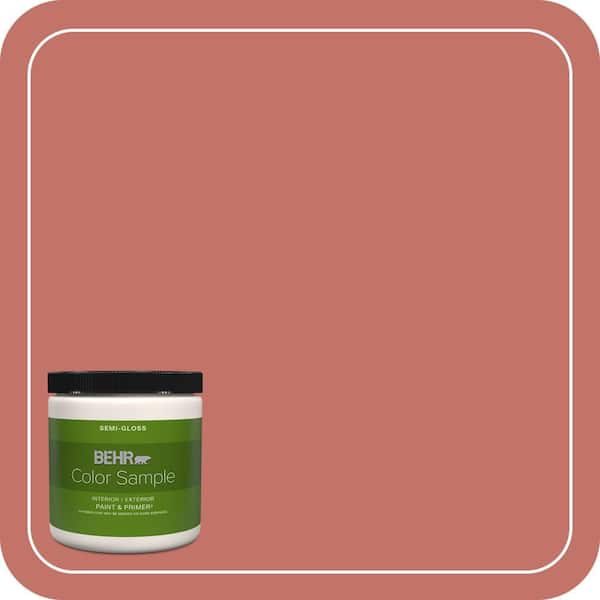 BEHR PREMIUM PLUS 8 oz. #PPU1-05A Red Coral Semi-Gloss Interior ...